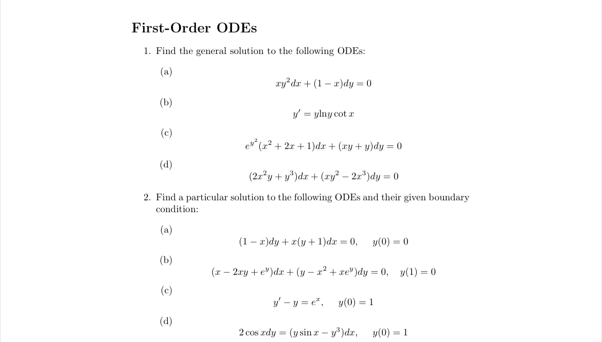 Solved First-Order ODEsFind the general solution to the | Chegg.com