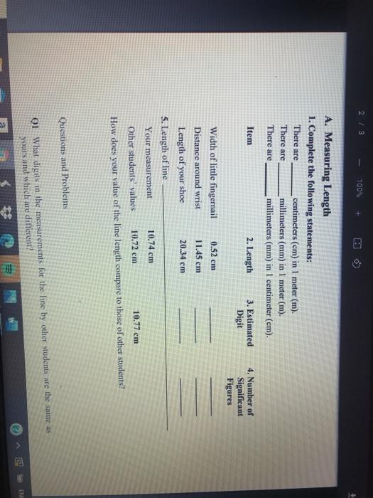 Solved 1. What are the standard units of length, mass, | Chegg.com