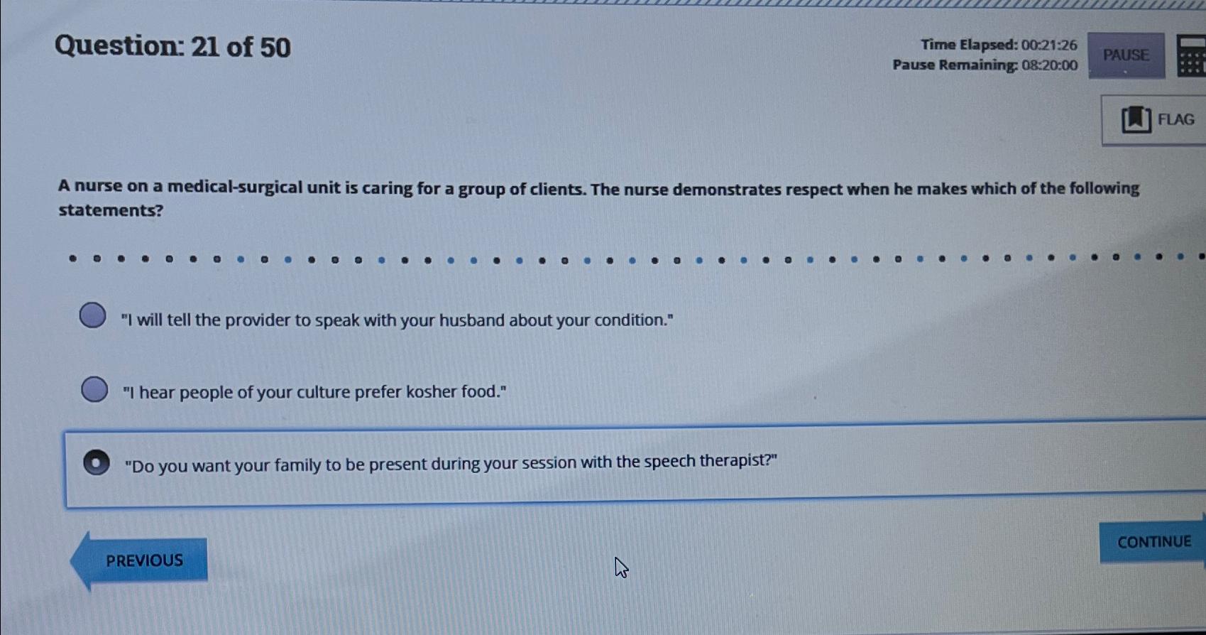 Solved Question: 21 ﻿of 50Time Elapsed: 00:21:26Pause | Chegg.com
