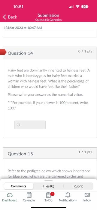 Solved Hairy Feet Are Dominantly Inherited To Hairless Feet