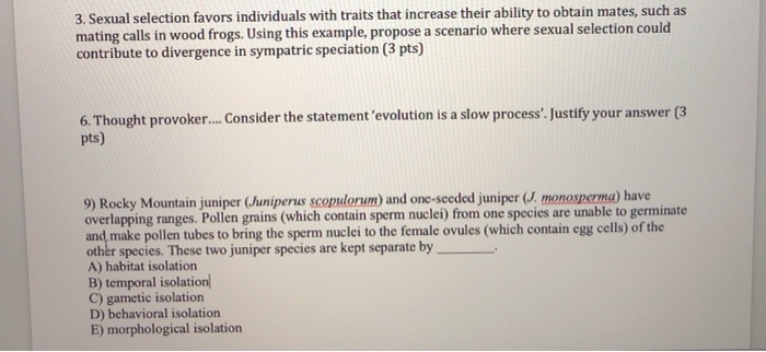 Solved 3 Sexual Selection Favors Individuals With Traits