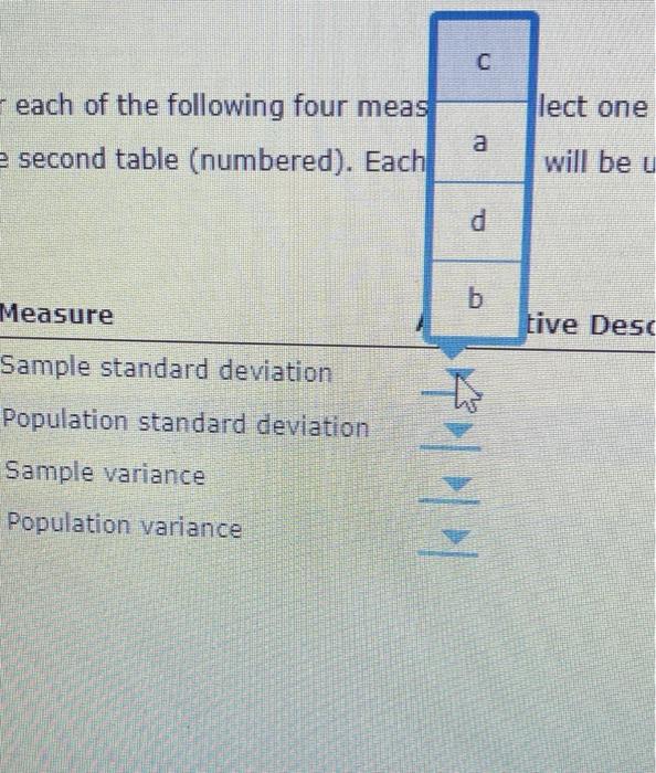 Solved 11. Measures of variability match-up There are | Chegg.com