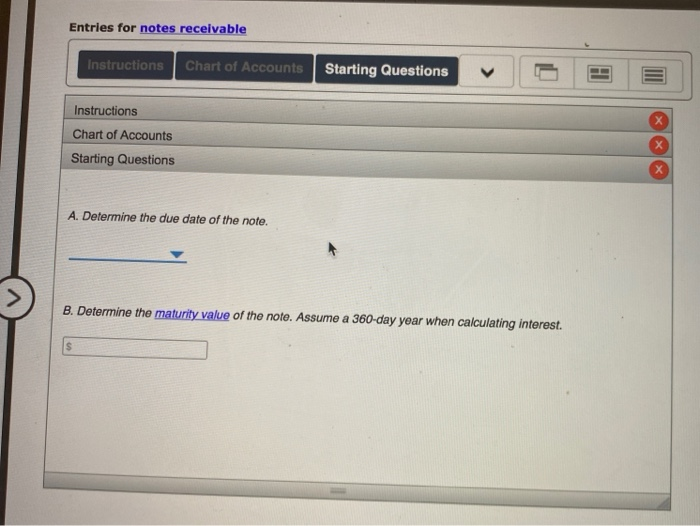 Solved Entries for notes receivable Instructions Chart of | Chegg.com