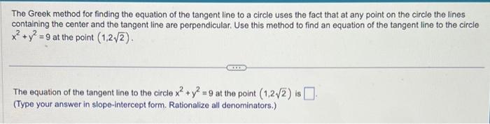 Solved The Greek method for finding the equation of the | Chegg.com Solved The Greek method for finding the equation of the | Chegg.com