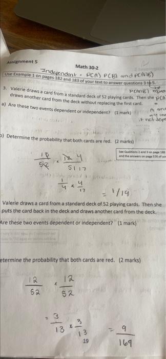 Solved Assignment 5 Math 30-2 Use Example 1 on pages 182 and | Chegg.com