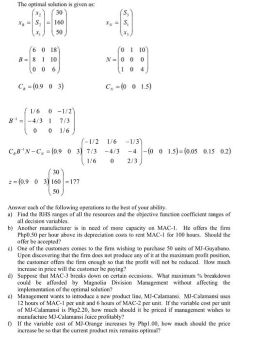 below: Phet 30 , ropoctively. The LP formulation of | Chegg.com
