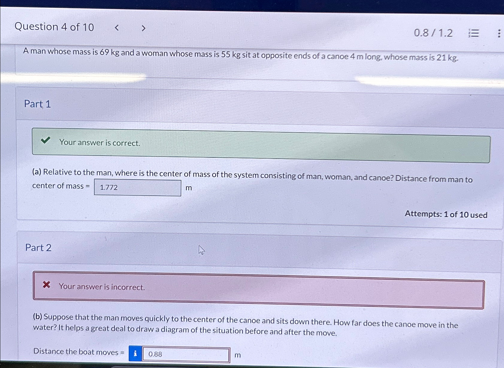 Solved Question 4 ﻿of 100.81.2A man whose mass is 69kg ﻿and | Chegg.com