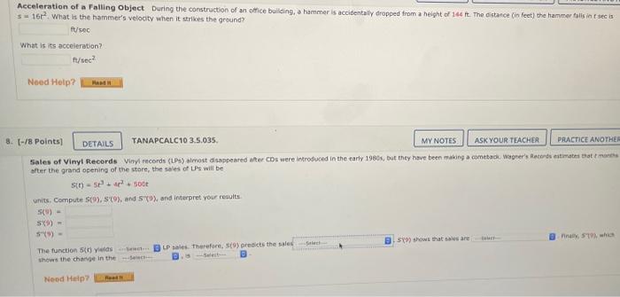 Solved Acceleration of a Falling Object During the | Chegg.com
