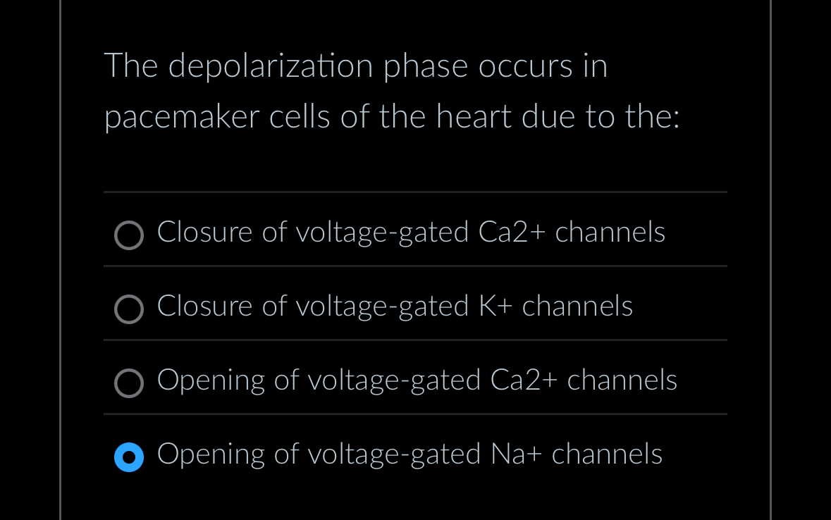 Solved The depolarization phase occurs in pacemaker cells of | Chegg.com