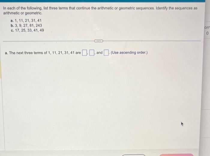 Solved In each of the following, list three terms that | Chegg.com