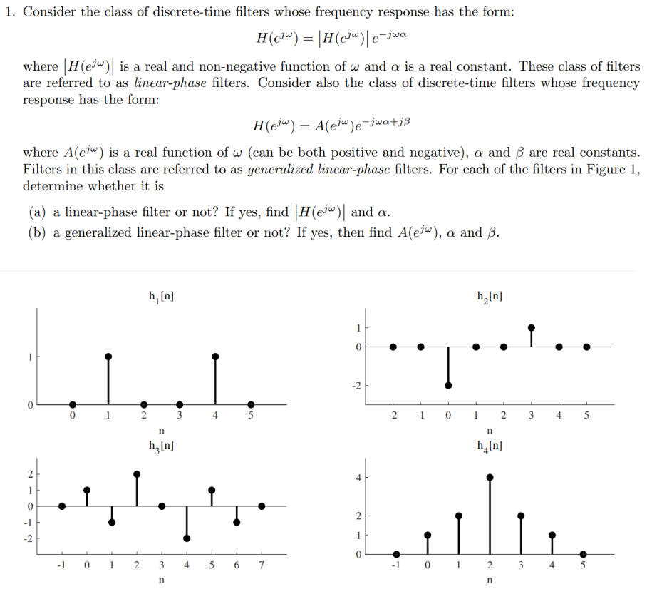Solved Consider the class of discrete-time filters whose | Chegg.com