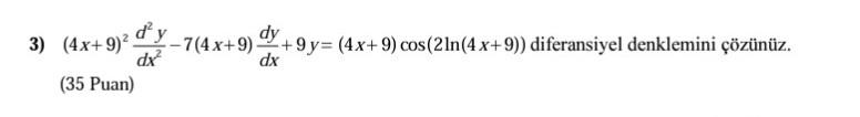 Solved 3) (4x+9)2dx2d2y−7(4x+9)dxdy+9y=(4x+9)cos(2ln(4x+9) | Chegg.com