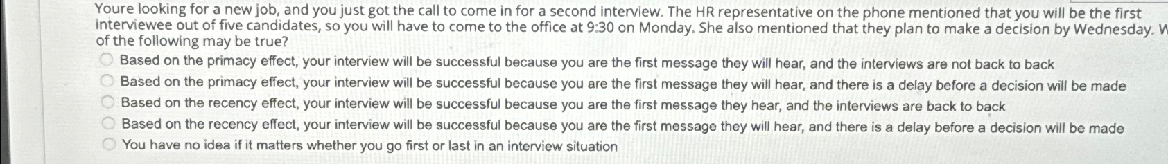Solved Youre looking for a new job, and you just got the | Chegg.com