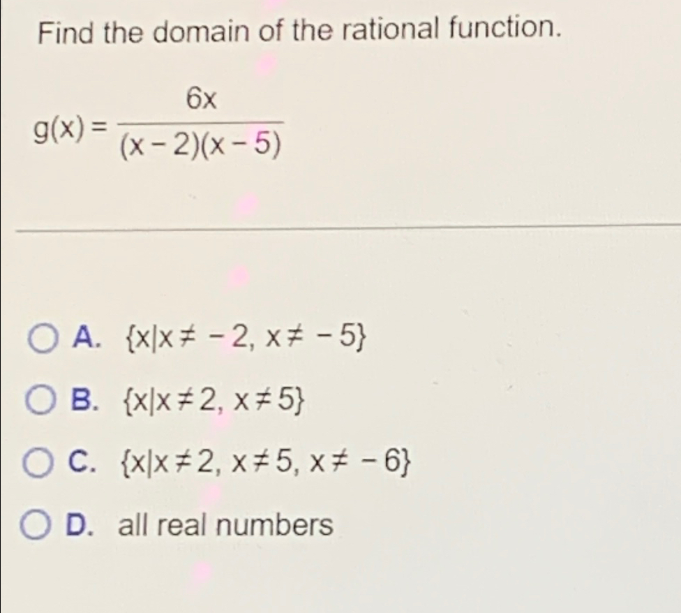 Solved Find the domain of the rational | Chegg.com