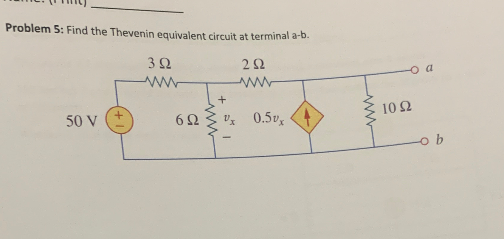 Solved Problem 5: Find the Thevenin equivalent circuit at | Chegg.com
