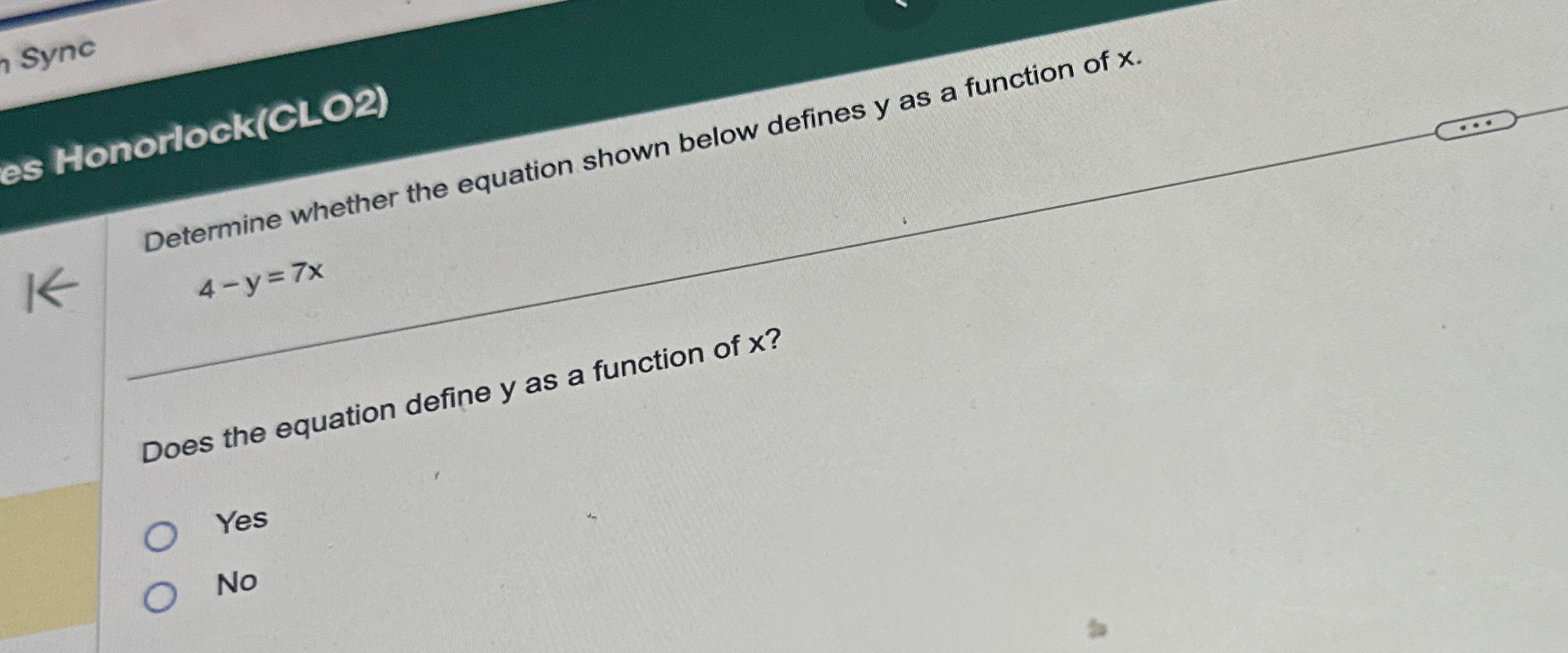 Solved Determine whether the equation shown below y ﻿as a | Chegg.com