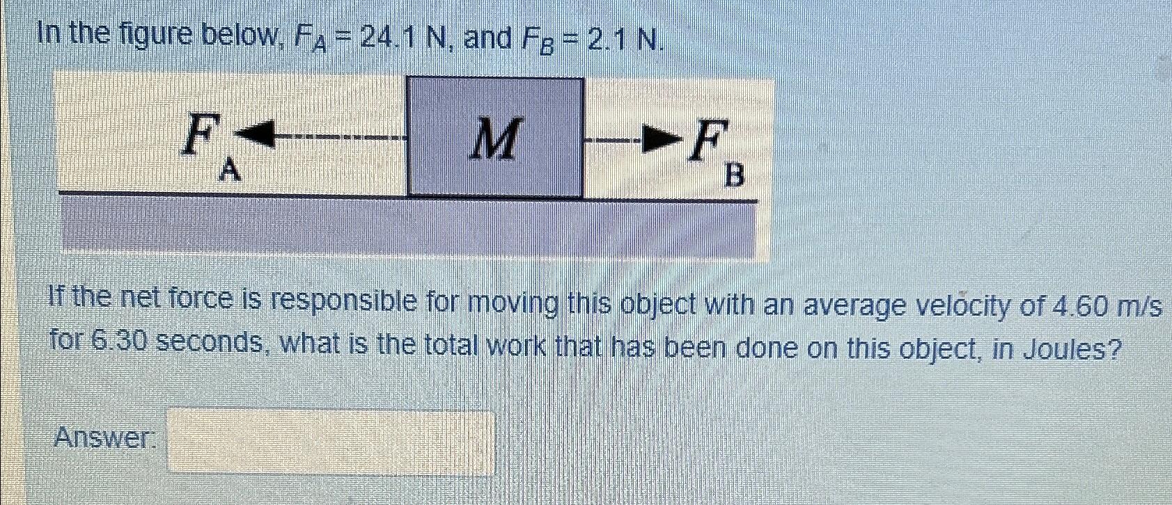 Solved In the figure below, FA=24.1N, ﻿and FB=2.1N.f the net | Chegg.com