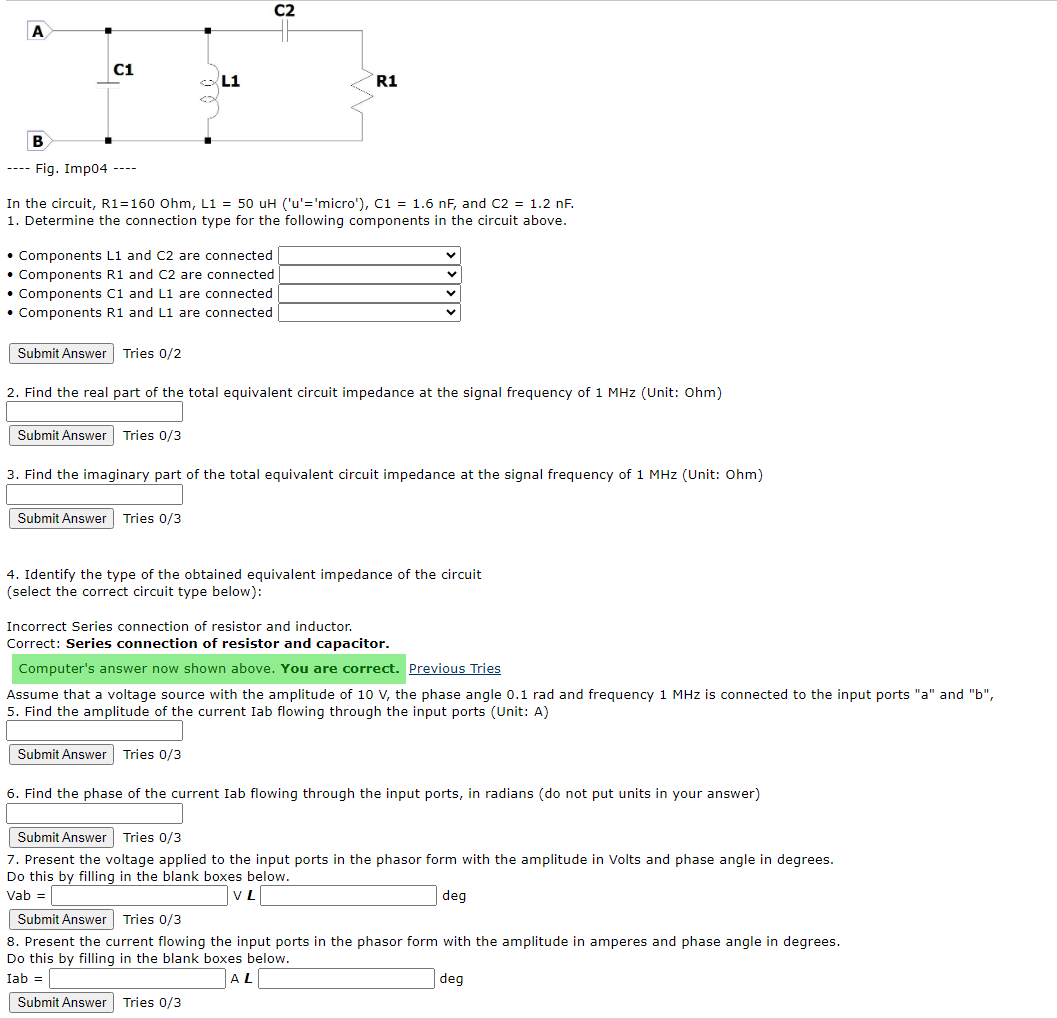 Solved Fig. Imp04 ----In the circuit, '= | Chegg.com