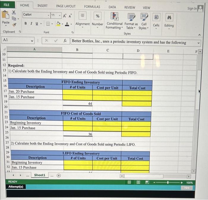 Solved Better Bottles, Inc. uses a periodic inventory system | Chegg.com