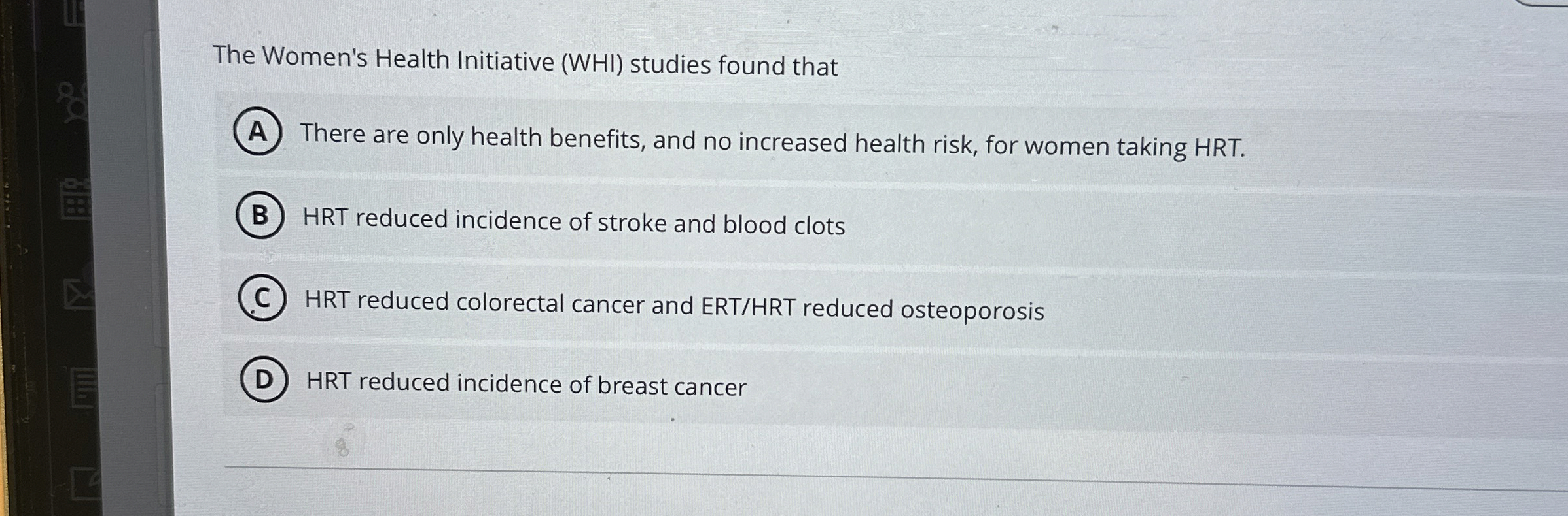 Solved The Women's Health Initiative (WHI) ﻿studies found | Chegg.com