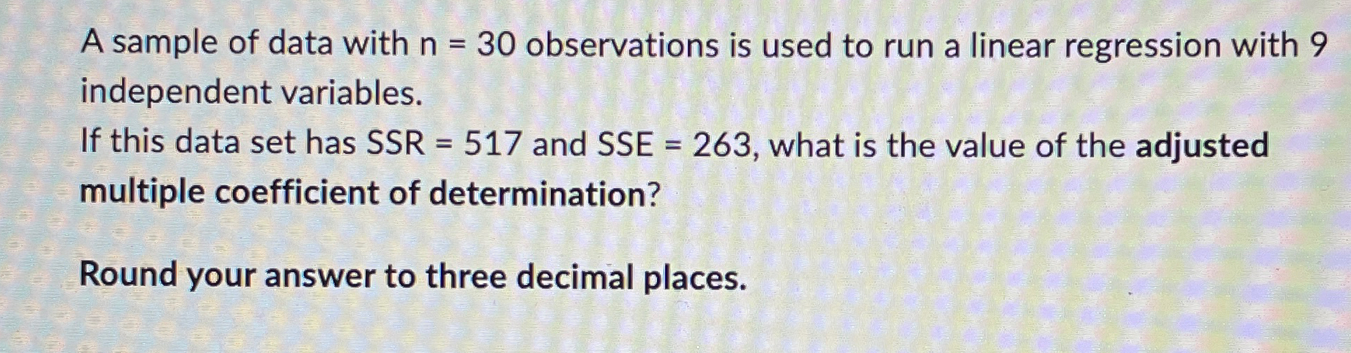 Solved A sample of data with n=30 ﻿observations is used to | Chegg.com