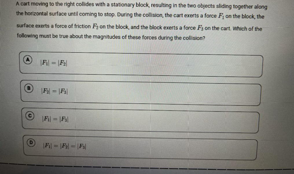 Solved A cart moving to the right collides with a stationary | Chegg.com