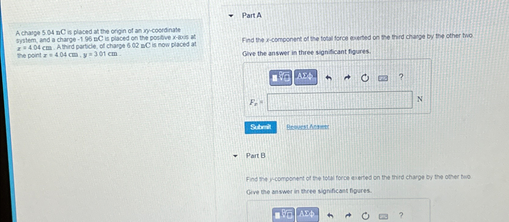 Solved Part AA charge 5.04nC ﻿is placed at the origin of an | Chegg.com