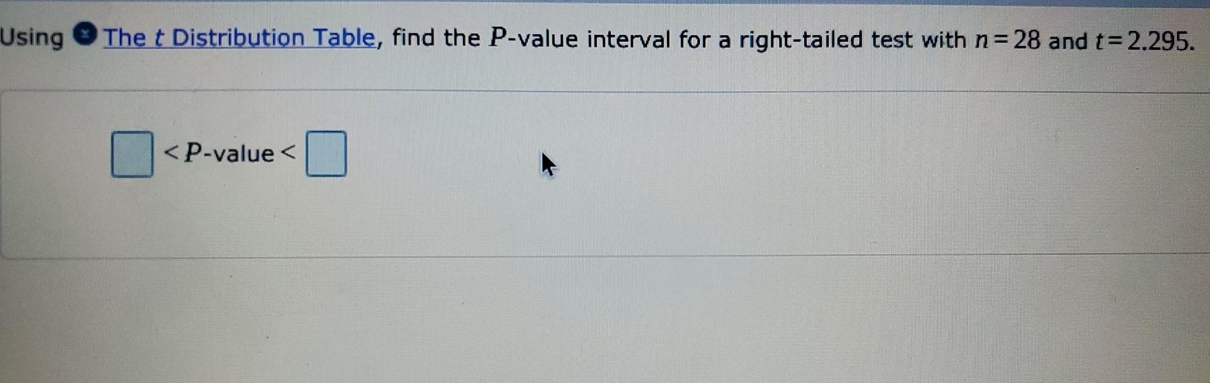 Solved Using The t Distribution Table, find the P-value | Chegg.com