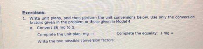 Solved Exercises: 1. Write unit plans, and then perform the | Chegg.com
