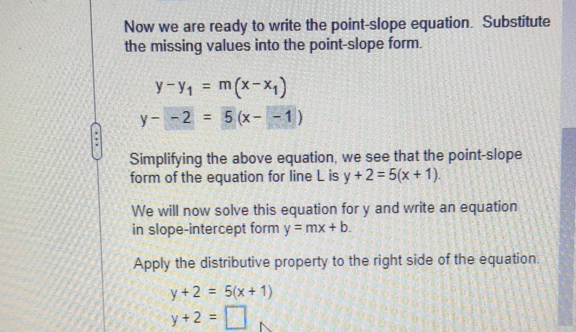 Solved Now we are ready to write the point-slope equation. | Chegg.com
