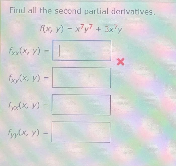 Solved Find all the second partial derivatives. | Chegg.com