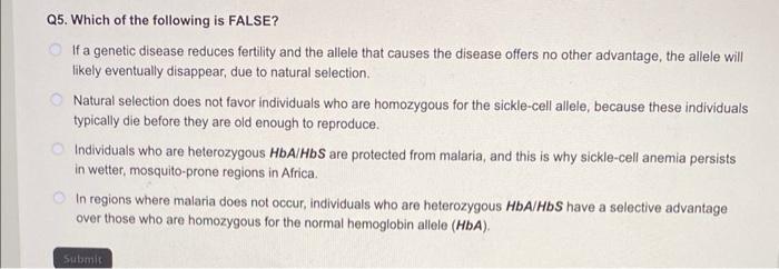 Solved Q5. Which of the following is FALSE? If a genetic | Chegg.com