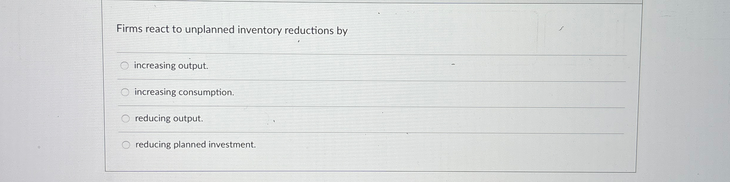 Solved Firms react to unplanned inventory reductions | Chegg.com