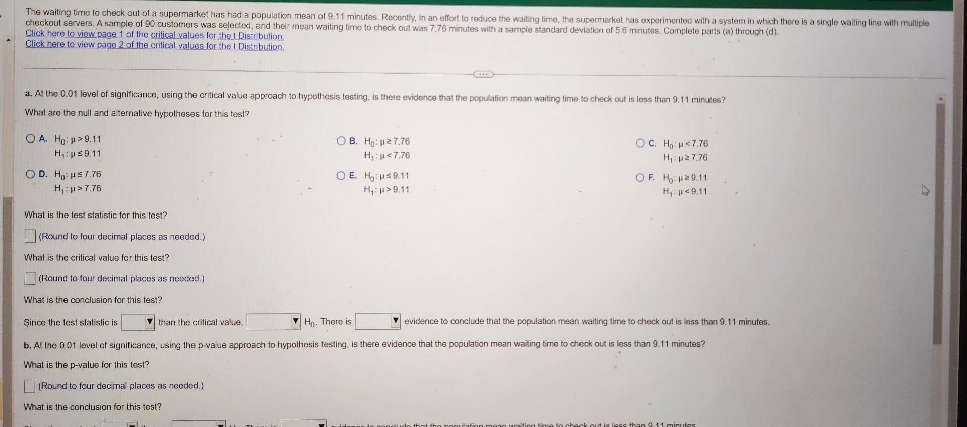 Solved checkout servers. A sample of 90 customers was | Chegg.com
