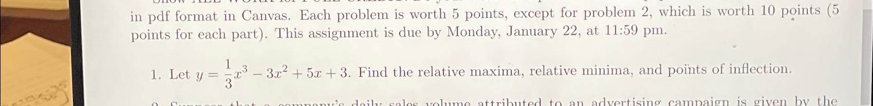 Solved Let y=13x3-3x2+5x+3. ﻿Find the relative maxima, | Chegg.com