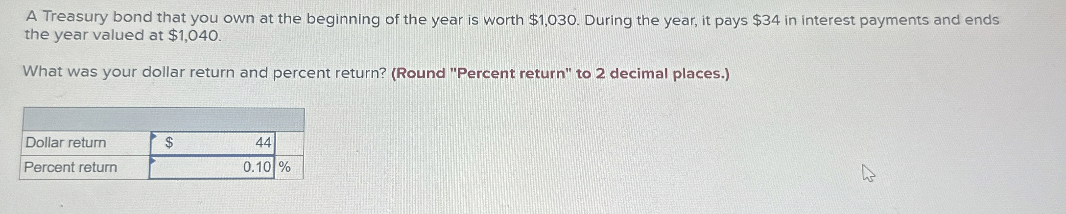 Solved A Treasury bond that you own at the beginning of the | Chegg.com