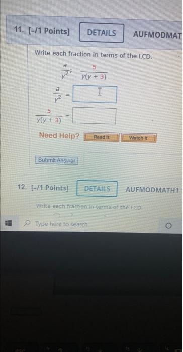 Solved Write each fraction in terms of the LCD. | Chegg.com