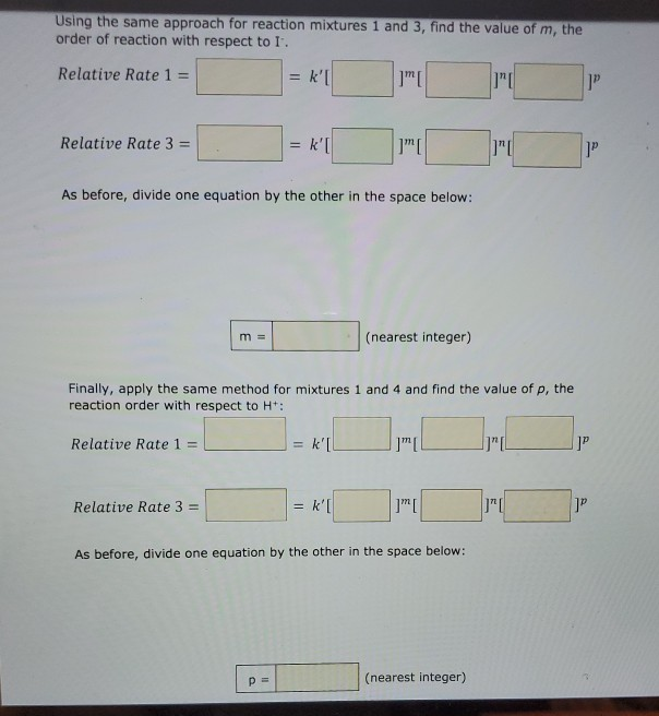 Solved using the data given and the relative rate equation | Chegg.com