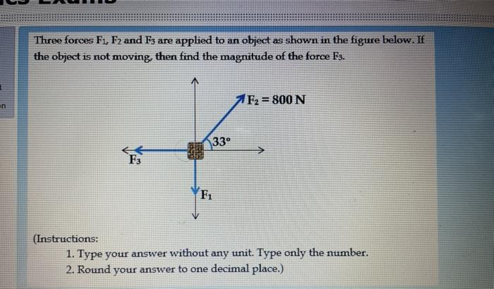 Solved Three Forces F1 F2 And Fs Are Applied To An Object