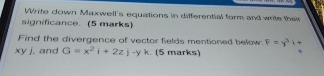 Solved Write down Maxwell's equations in differential form | Chegg.com