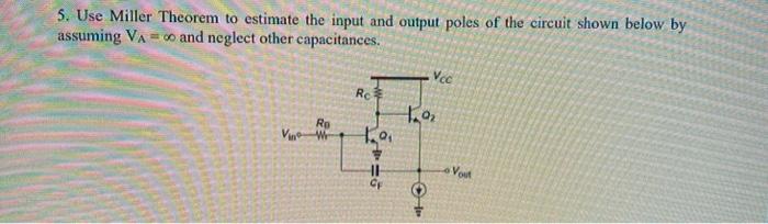 Solved 5. Use Miller Theorem to estimate the input and | Chegg.com