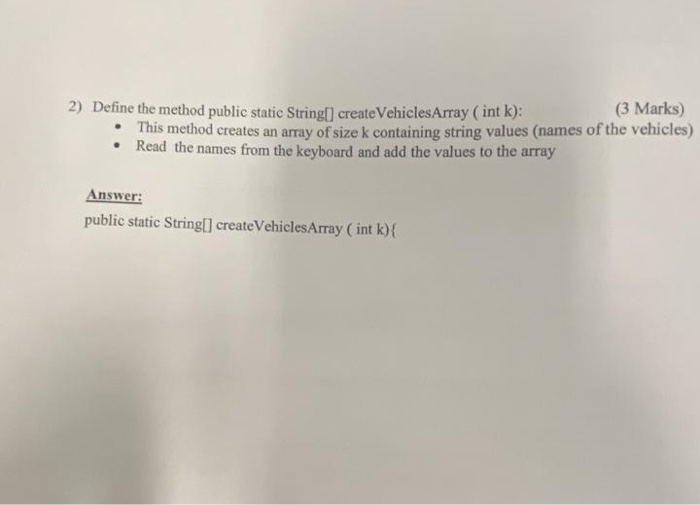 Solved 2) Define the method public static String[] create | Chegg.com