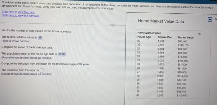 Solved Formulas If a population consists of N observations | Chegg.com