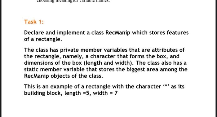 Solved Task 1: Declare and implement a class RecManip which | Chegg.com Solved Task 1: Declare and implement a class RecManip which | Chegg.com