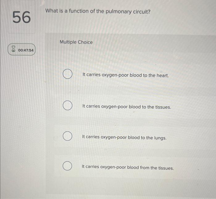 Solved What is a function of the pulmonary circuit? Multiple | Chegg.com