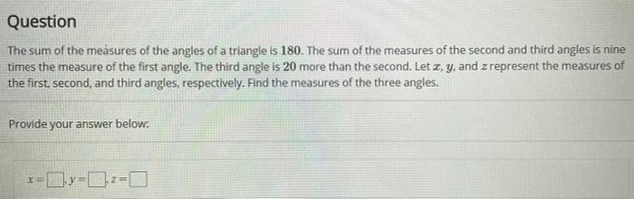 Solved Question The sum of the measures of the angles of a | Chegg.com