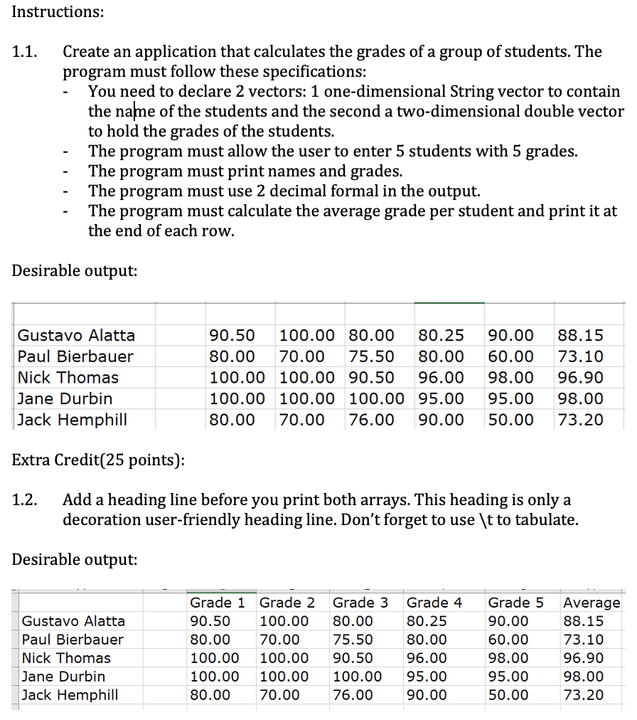 Solved Instructions:***DO IT USING VECTORS IN CLASSES, WITH | Chegg.com