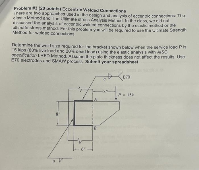 Solved Problem \#3 (20 points) Eccentric Welded Connections | Chegg.com