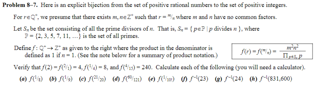 Solved Problem 8-7. ﻿Here is an explicit bijection from the | Chegg.com