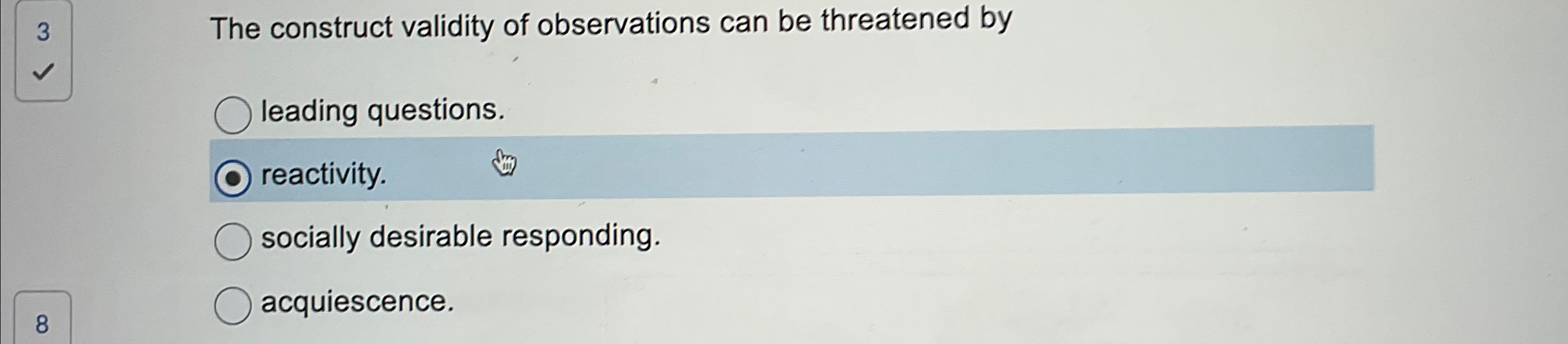 Solved 3The construct validity of observations can be | Chegg.com